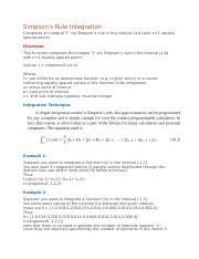 Simpson S Rule Integration Compute Integrals With Simpson S Rule Course Hero