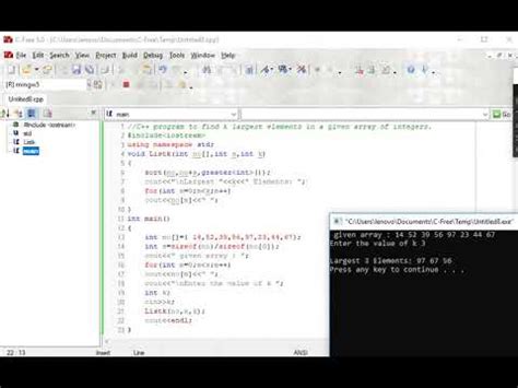 C++ program to find k largest elements in a given array of integers - YouTube