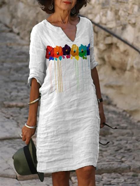 우아한 봄 여름 신상 여성 드레스 빈티지 레트로 보호 꽃 프린트 캐주얼 스트리트웨어 해변 패션 Aliexpress