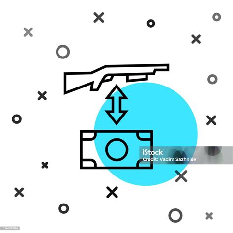 검은 색 라인 흰색 배경에 고립 된 가격 태그 아이콘돌격 소총을 구입 무기를 구입 임의동적 모양 벡터 개념에 대한 스톡 벡터