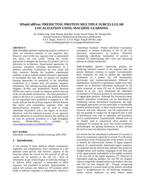 Pdf Msubcellprot Predicting Protein Multiple Subcellular