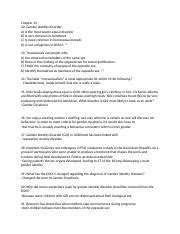 Chapter 14 1 Docx Chapter 14 30 Gender Identity Disorder A Is The Most Severe Sexual