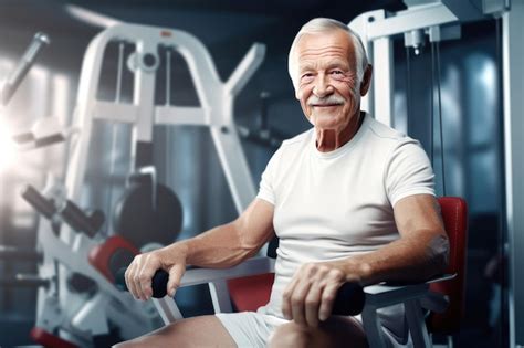 Premium Ai Image Handsome Healthy Grandpa In The Gym