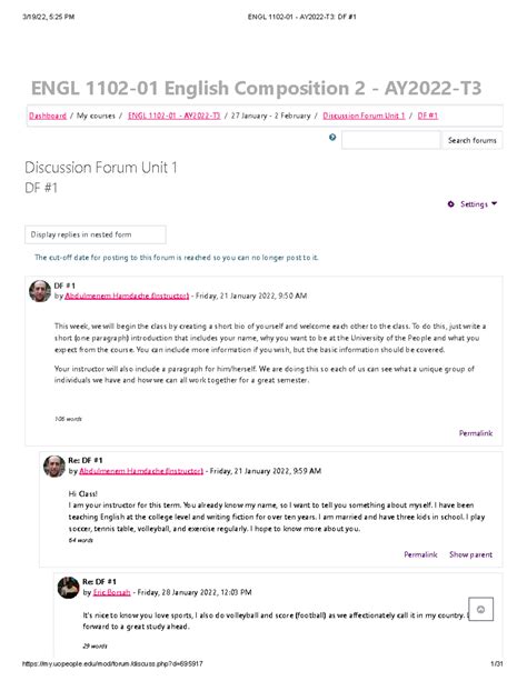 Engl 1102 01 Ay2022 T3 Df 1 Engl 1102 01 English Composition 2 Ay2022 T Discussion Forum