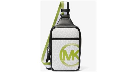 Michael Kors Cooper Medium Signature Logo Sling Pack In White For Men