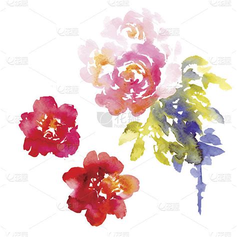 一个矢量背景的粉红色和紫色的花在水彩