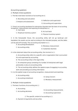 Fundamentals of Accounting‘ - The concept of accounting (multiple choice questions, judgment ...