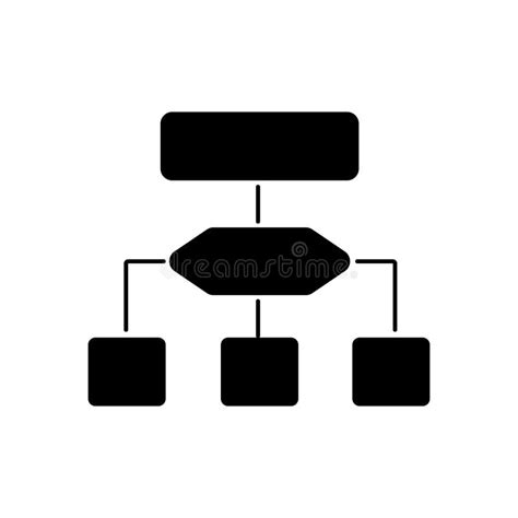 Black Flowchart For Team Connections And Structured Organization Stock