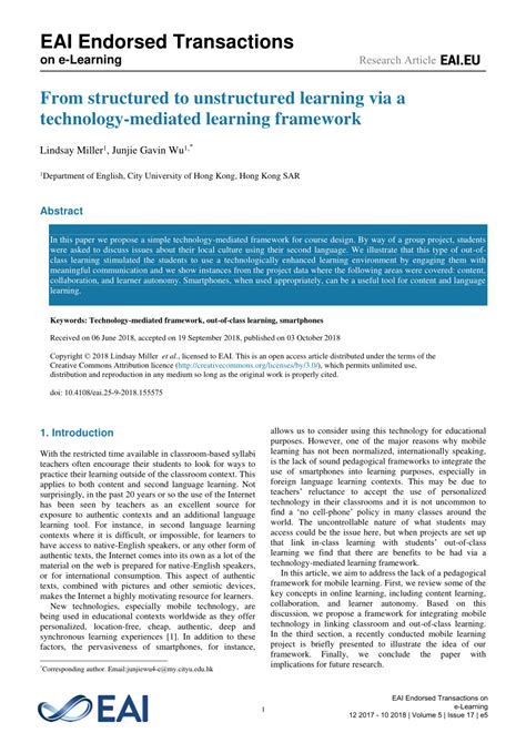 Pdf From Structured To Unstructured Learning Via A Technology