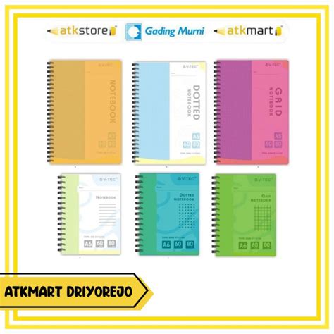Jual V Tec Notebook Spiral A5 A6 Garis Titik Kotak Notebook Dotted