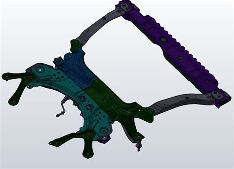 汽车前副车架solidworks 2018模型图纸下载 懒石网