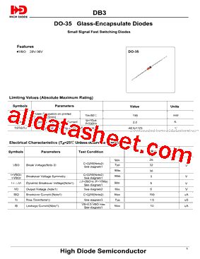 DB3 DO 35 Datasheet PDF Jiangsu High Diode Semiconductor Co Ltd