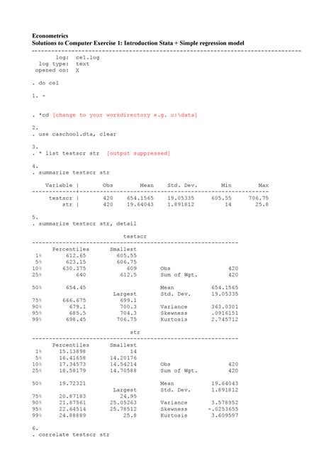 Ce1sol Computer Lab Econometrics Solutions To Computer Exercise 1