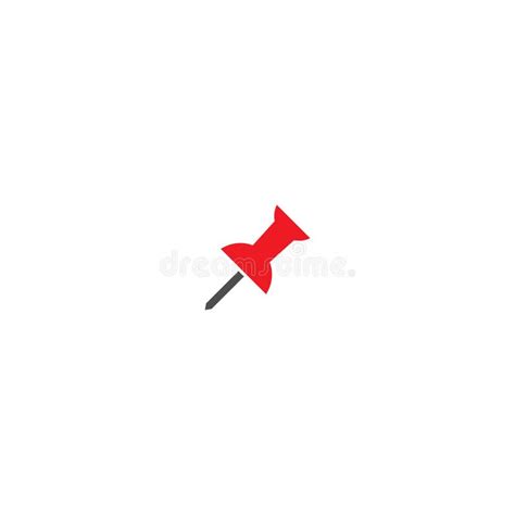 Red Push Pin Icon Isolated On White Office Stationary Needle Stock