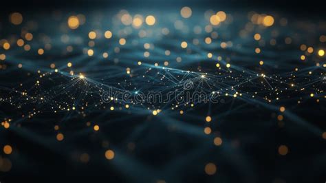 Abstract Digital Network With Golden Glowing Points Stock Image Image Of Dynamic Bright