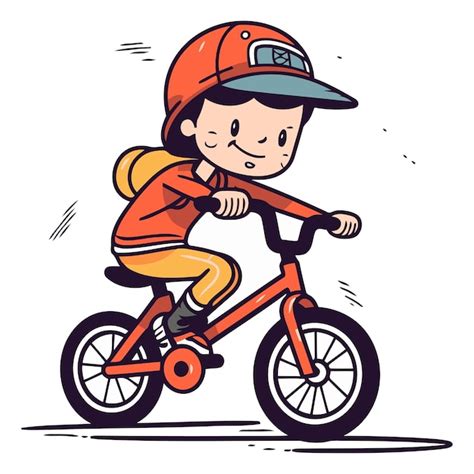 Niño Montando Una Bicicleta De Un Niño Montando Una Bici Vector Premium