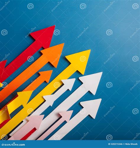 Colorful Arrows On Blue Background Symbolize Growth And Movement Creating A Dynamic Visual