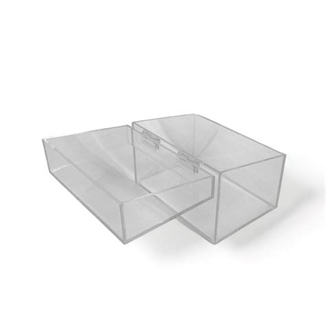 Clear Acrylic Storage Bin W Slanted Hinged Lid Akrylix