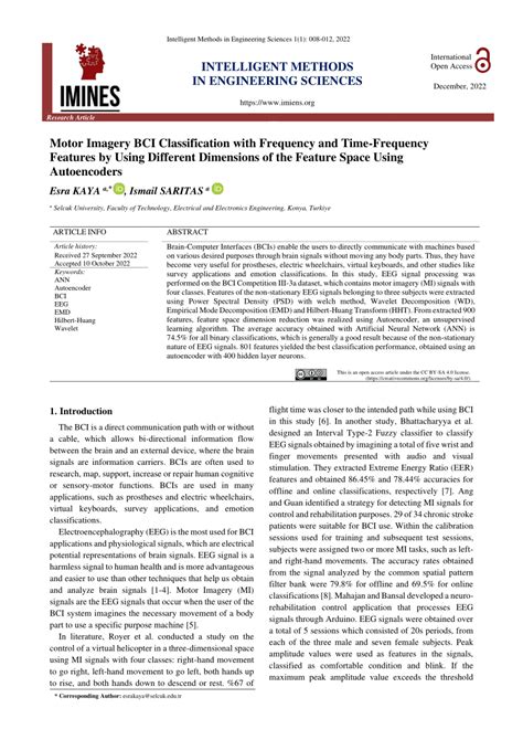 Pdf Motor Imagery Bci Classification With Frequency And Time