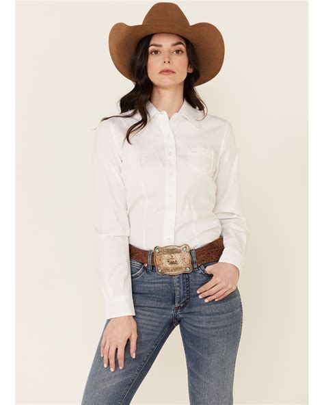 Cinch Womens Solid White Button Down Western Shirt Boot Barn