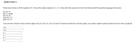 solved what result will be in avr registers r16 r18 and the
