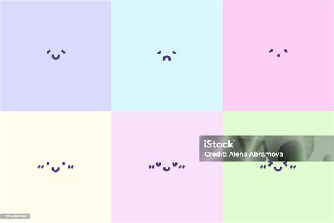 이모티콘 집합입니다 감정과 기분을 표현하는 귀여운 얼굴 감정과 몸짓 만화 스타일의 눈과 입 다른 표현의 재미있는 만화 일본어