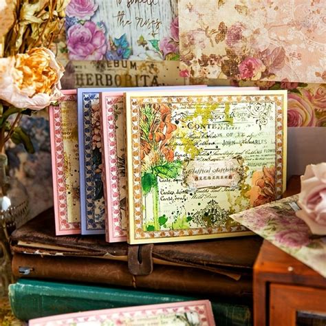 50 Sheets Vintage Scrapbook Supplies Vintage Plants Flowers Stickers