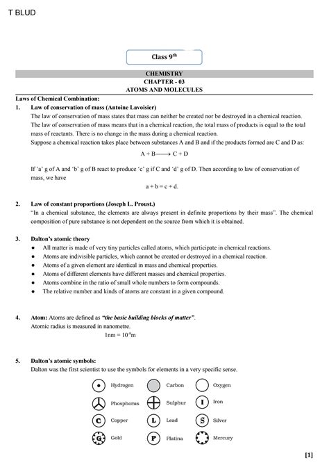 Solution Atoms Molecules Short Notes Class Ix Studypool
