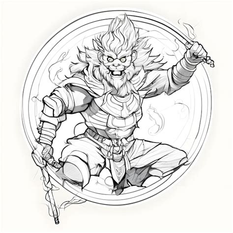 Ai Drawing Image Of Sun Wukong Made With Minimalistic Aesthetic Lines