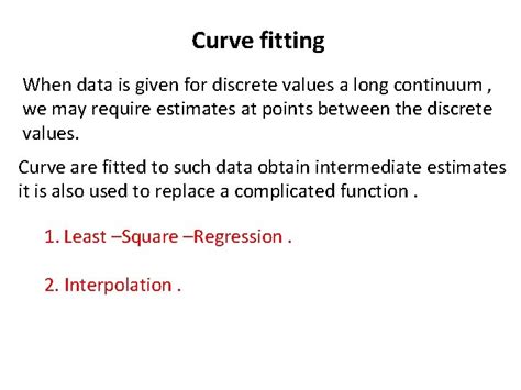 Curve Fitting When Data Is Given For Discrete