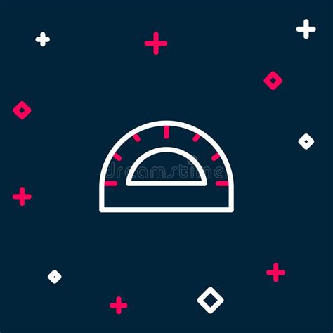 Line Protractor Grid For Measuring Degrees Icon Isolated On Blue