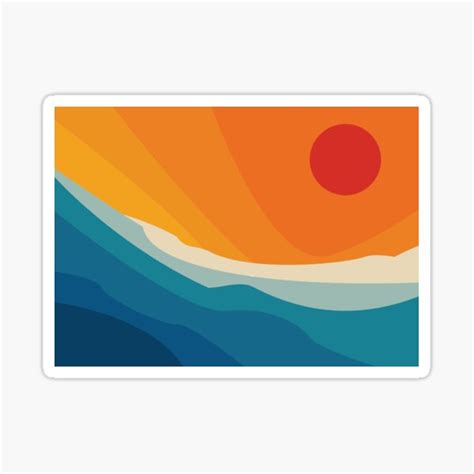 Waves Print Minimalist Ocean Art Sea Wall Artbeach Sticker For Sale