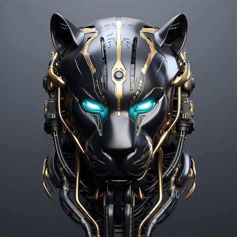 Premium AI Image | A black panther head that is a futuristic machine of the future world ...