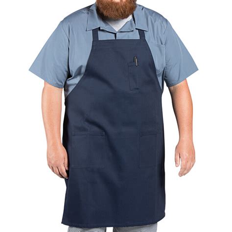 Uncommon Chef 3004 Navy Customizable Poly Cotton Twill Bib Apron With 3