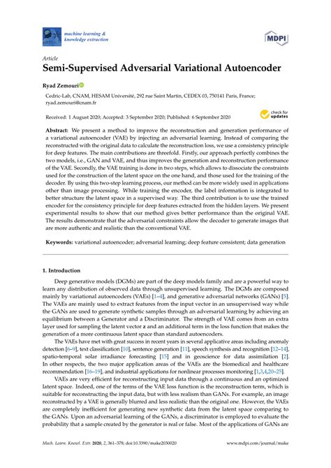 PDF Semi Supervised Adversarial Variational Autoencoder