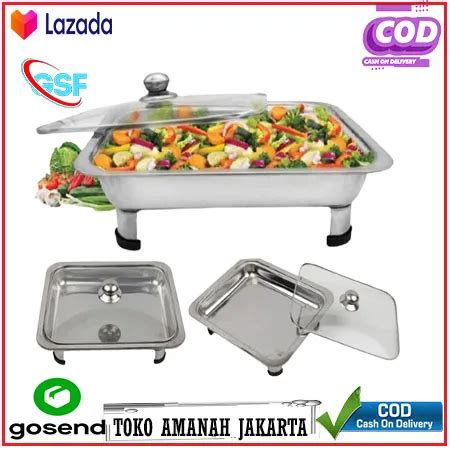 GSF SAJI PRASMANAN TEMPAT PRASMANAN FAST FOOD DISH WARMER SQUARE PAN TUTUP KACA