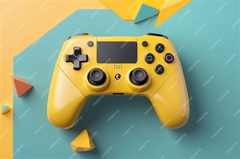 Premium Photo White Standard Game Controller Joystick Gamepad On A Yellow Background With