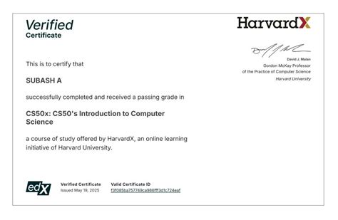 Happy To Announce Ive Successfully Completed Cs50x Cs50s Introduction To Computer Science