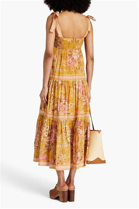 Zimmermann Tiered Floral Print Cotton Gauze Midi Dress The Outnet
