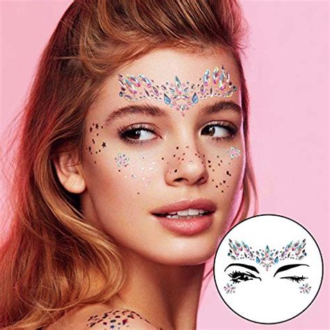 YRYM HT Face Gems 10 Sets Mermaid Face Jewels Festival Face Gems