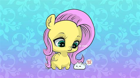 Safe Artist Sugarheartart Angel Bunny Fluttershy Abstract Background Chibi Cute