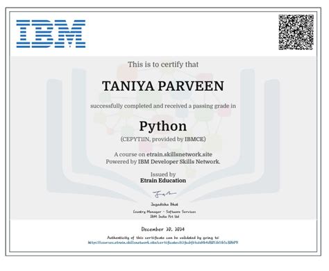 Taniya Parveen On Linkedin Ibmpythoncertification Python Certification Developer Careergrowth