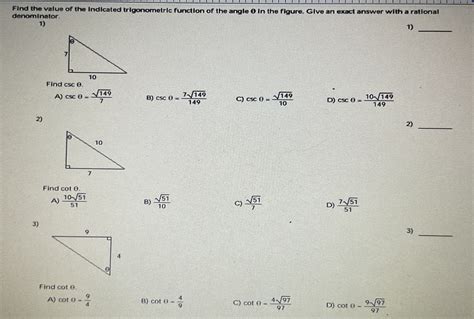 Solved Find cscθ A cscθ B cscθ C cscθ Chegg
