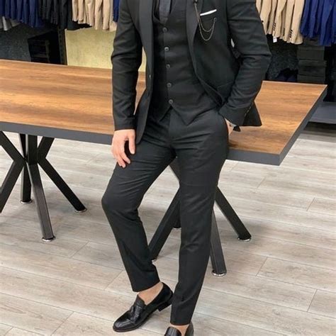 Bespoke Suit Man Black 2 Piece Suit Prom Dinner Party Wear Etsy