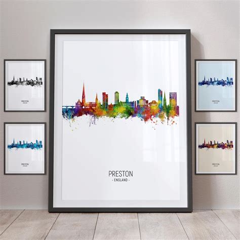 Preston Skyline England Cityscape Art Print Poster Portrait Px