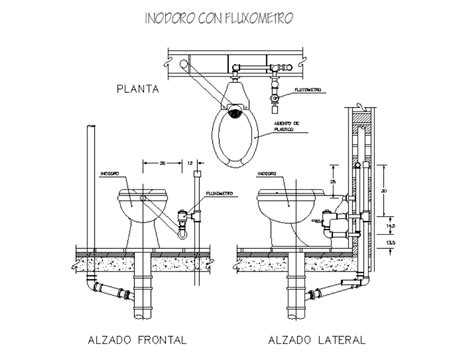 Inodoro Con Fluxometro En Autocad Descargar Cad 15883 Kb Bibliocad