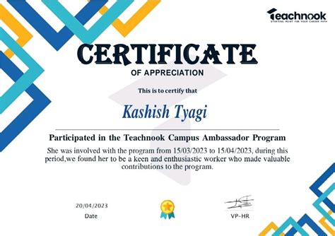 Kashish Tyagi On Linkedin Certificateofappreciation