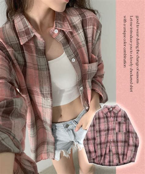 💗러블링 체크패턴💗 간절기템‼ 핑크 루즈핏 체크 셔츠 유니크 포켓 탄탄해 힙라인 체형커버 넉넉한 폼 캐주얼 날씬한 핏 남방