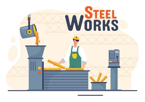 Steelworks Vector Illustration With Resource Mining Smelting Of Metal
