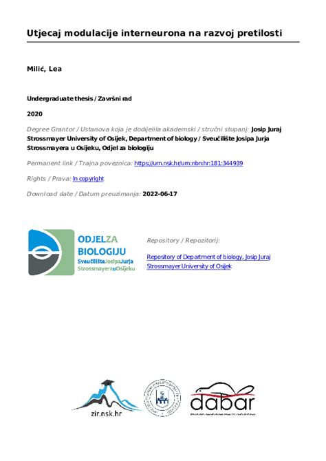 Pdf Interaction Between Interneuron Modulation And Obesity Lea